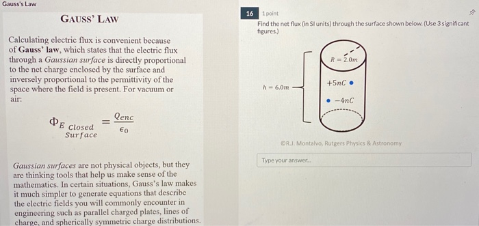 Solved 16 1 point Find the net flux (in Si units) through | Chegg.com