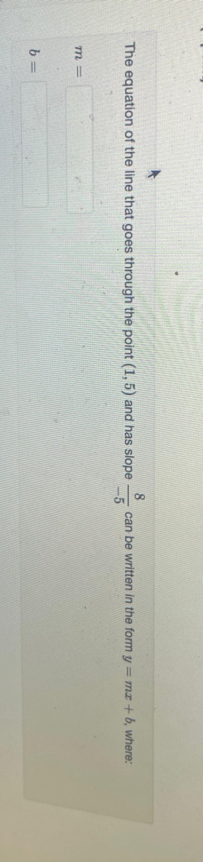 Solved The equation of the line that goes through the point | Chegg.com