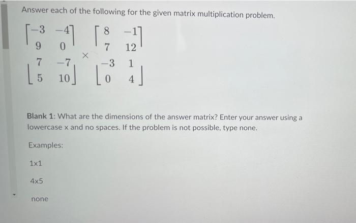 Solved Answer each of the following for the given matrix | Chegg.com