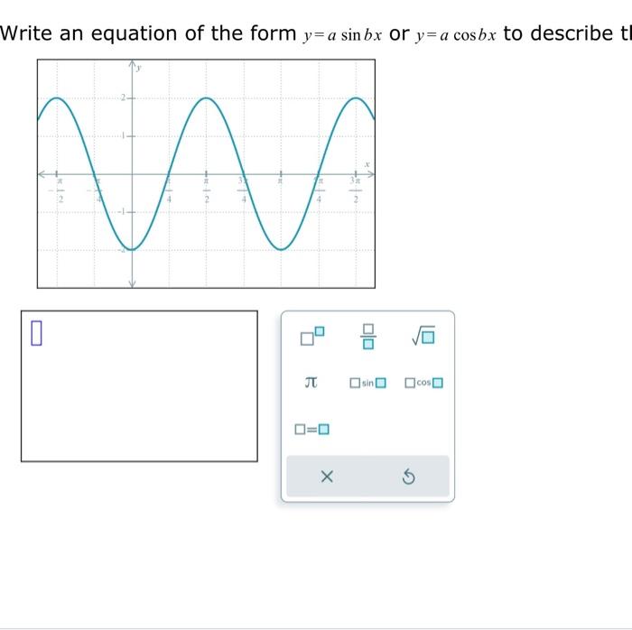 Solved Write an equation of the form y=asinbx or y=acosbx to | Chegg.com