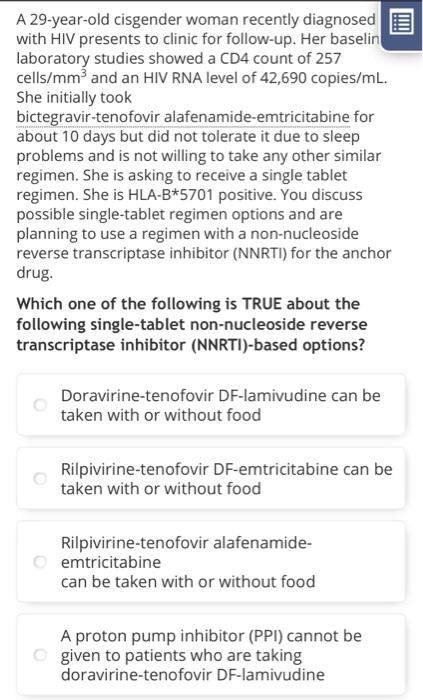 Solved A 29-year-old cisgender woman recently diagnosed with | Chegg.com