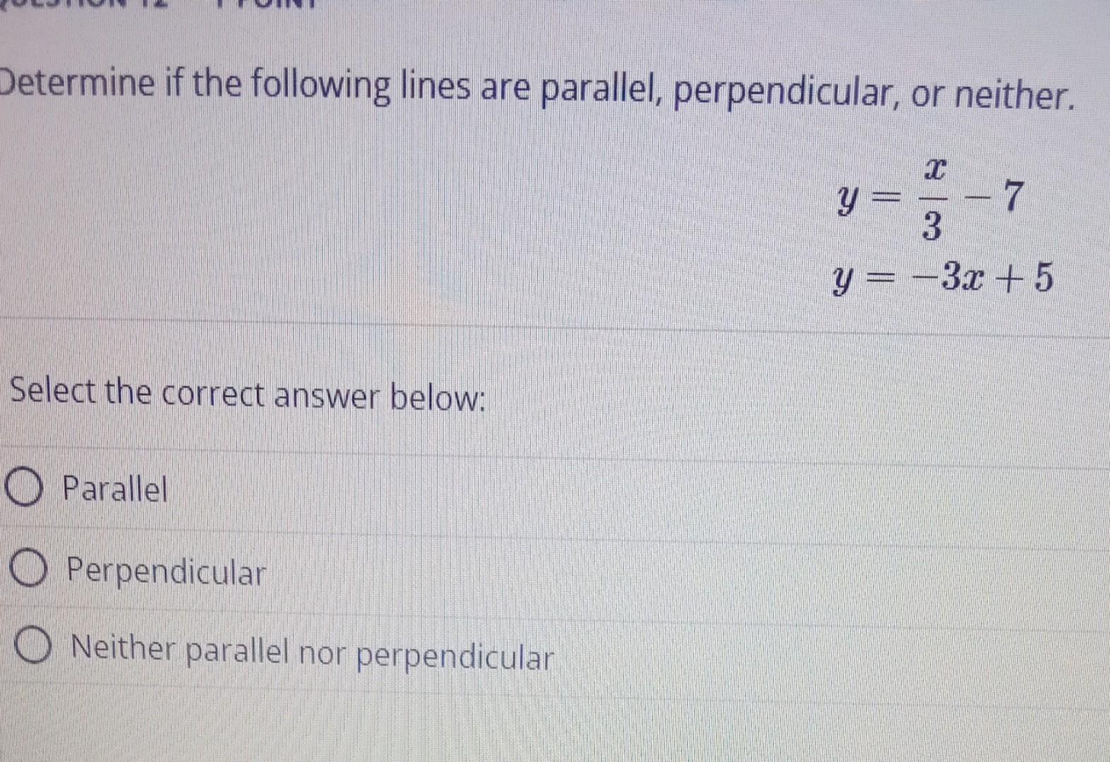 Solved Determine if the following lines are parallel, | Chegg.com