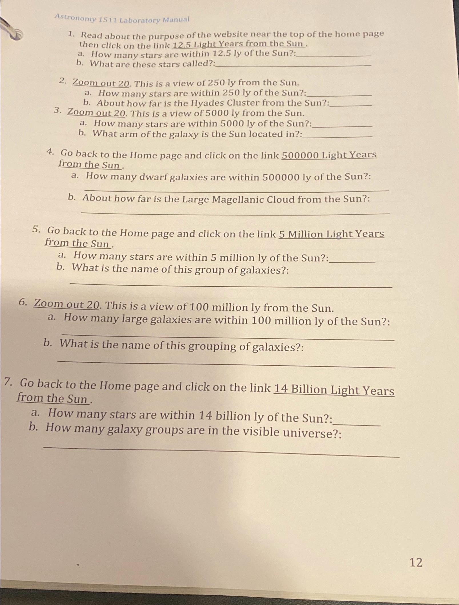Solved Astronomy 1511 ﻿Laboratory ManualRead about the | Chegg.com