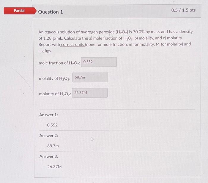 Solved An aqueous solution of hydrogen peroxide (H2O2) is | Chegg.com