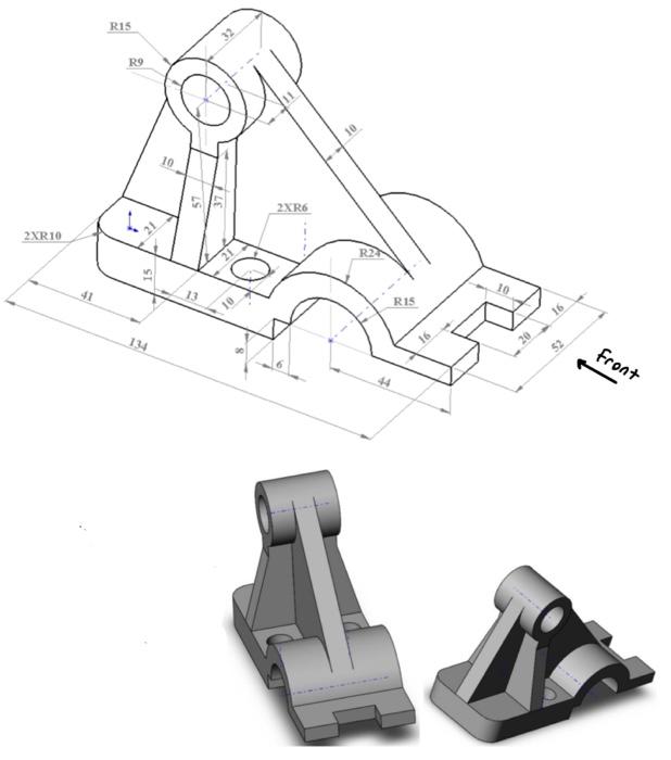 Solved Draw front view, left side view (draw Full Section) | Chegg.com