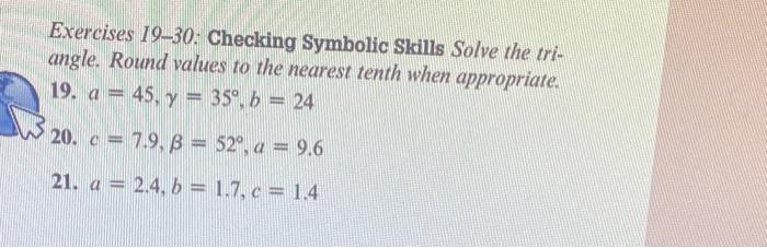 Solved Exercises 19-30: Checking Symbolic Skills Solve the | Chegg.com