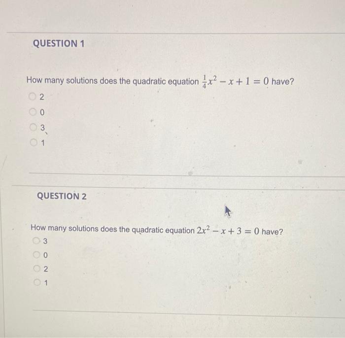 Solved How many solutions does the quadratic equation | Chegg.com