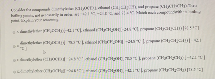 Solved Consider the compounds dimethylether (CH3OCH3), | Chegg.com