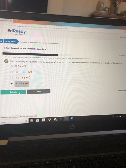 Solved pplication EdReady @ Study Paths Accuplacer Moth | Chegg.com