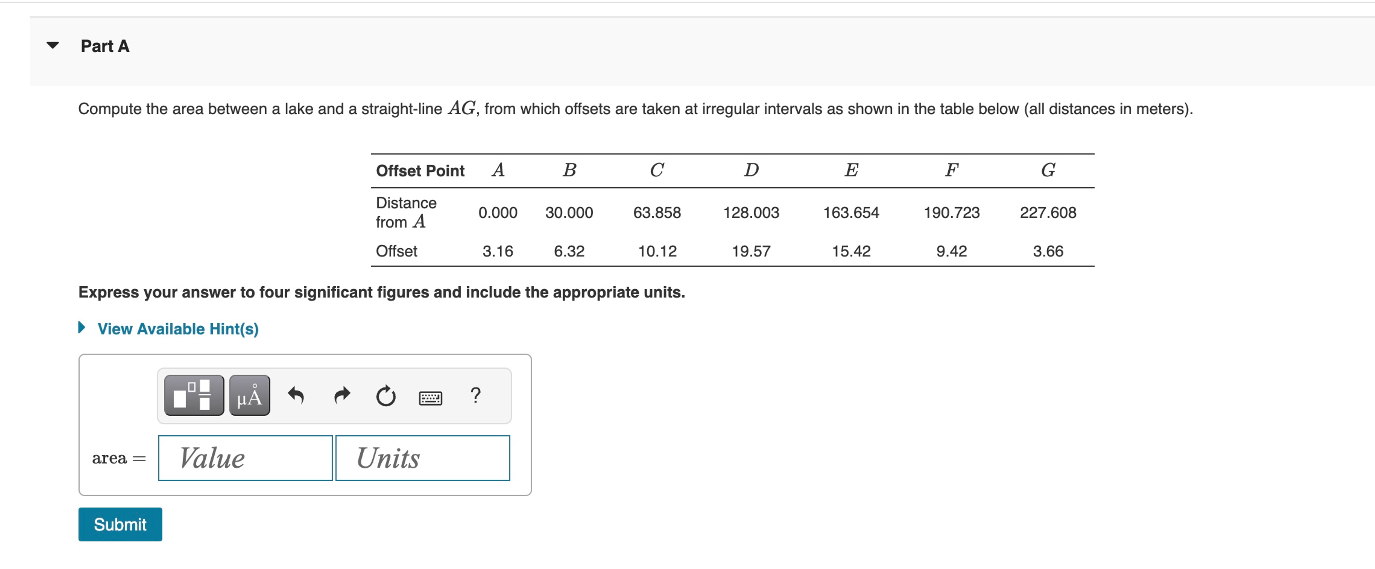 Solved Part ACompute the area between a lake and a | Chegg.com
