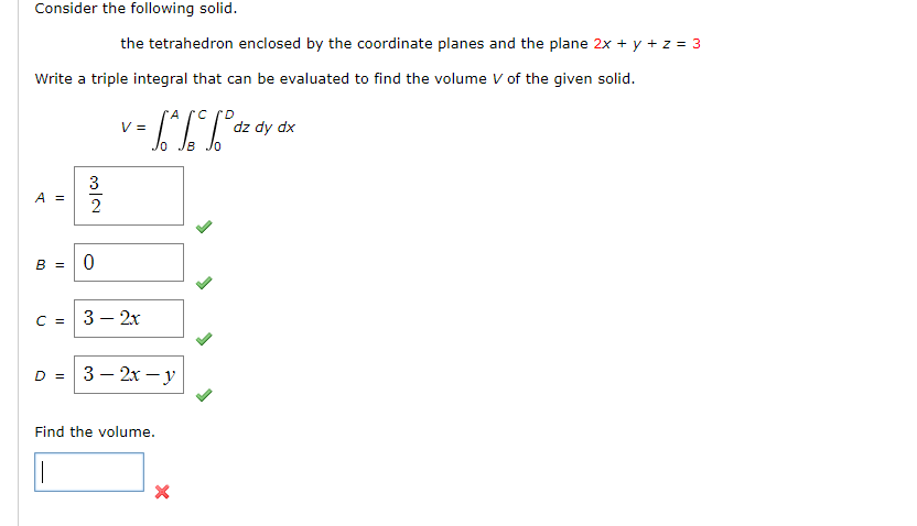 Solved Consider the following solid.the tetrahedron enclosed | Chegg.com