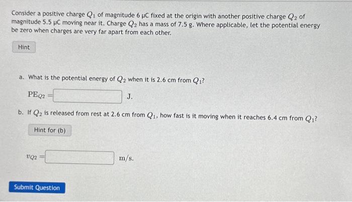 Solved Consider a positive charge Q1 of magnitude 6μC fixed | Chegg.com