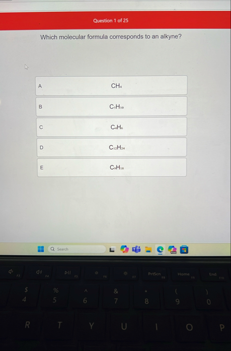 Solved Question 1 ﻿of 25Which molecular formula corresponds | Chegg.com