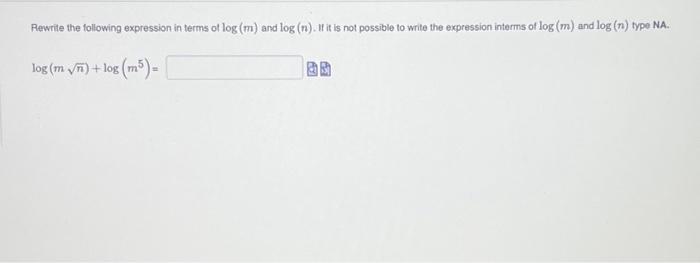 Solved Rewrite the following expression in terms of log(m) | Chegg.com