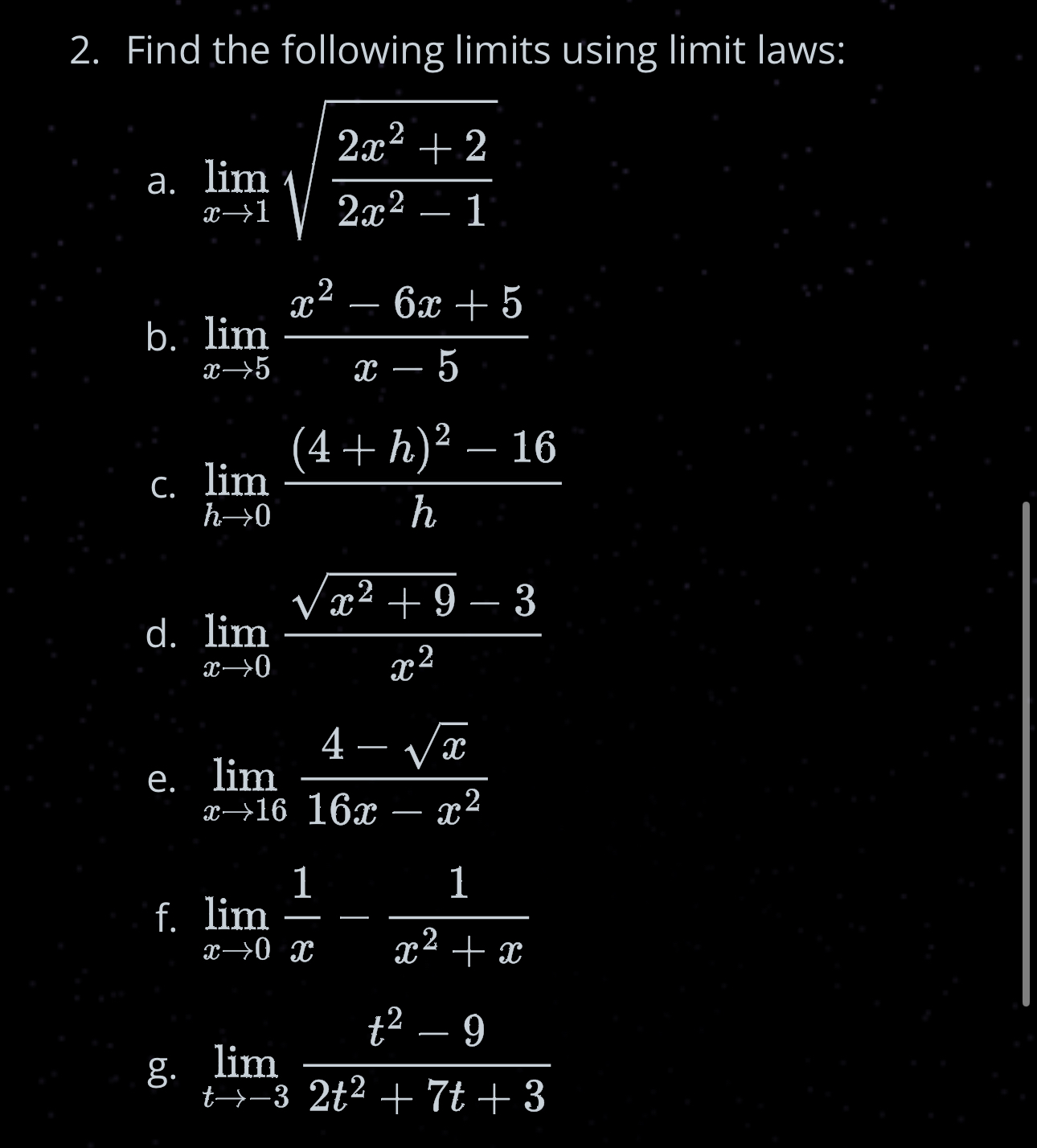 Solved Find the following limits using limit | Chegg.com
