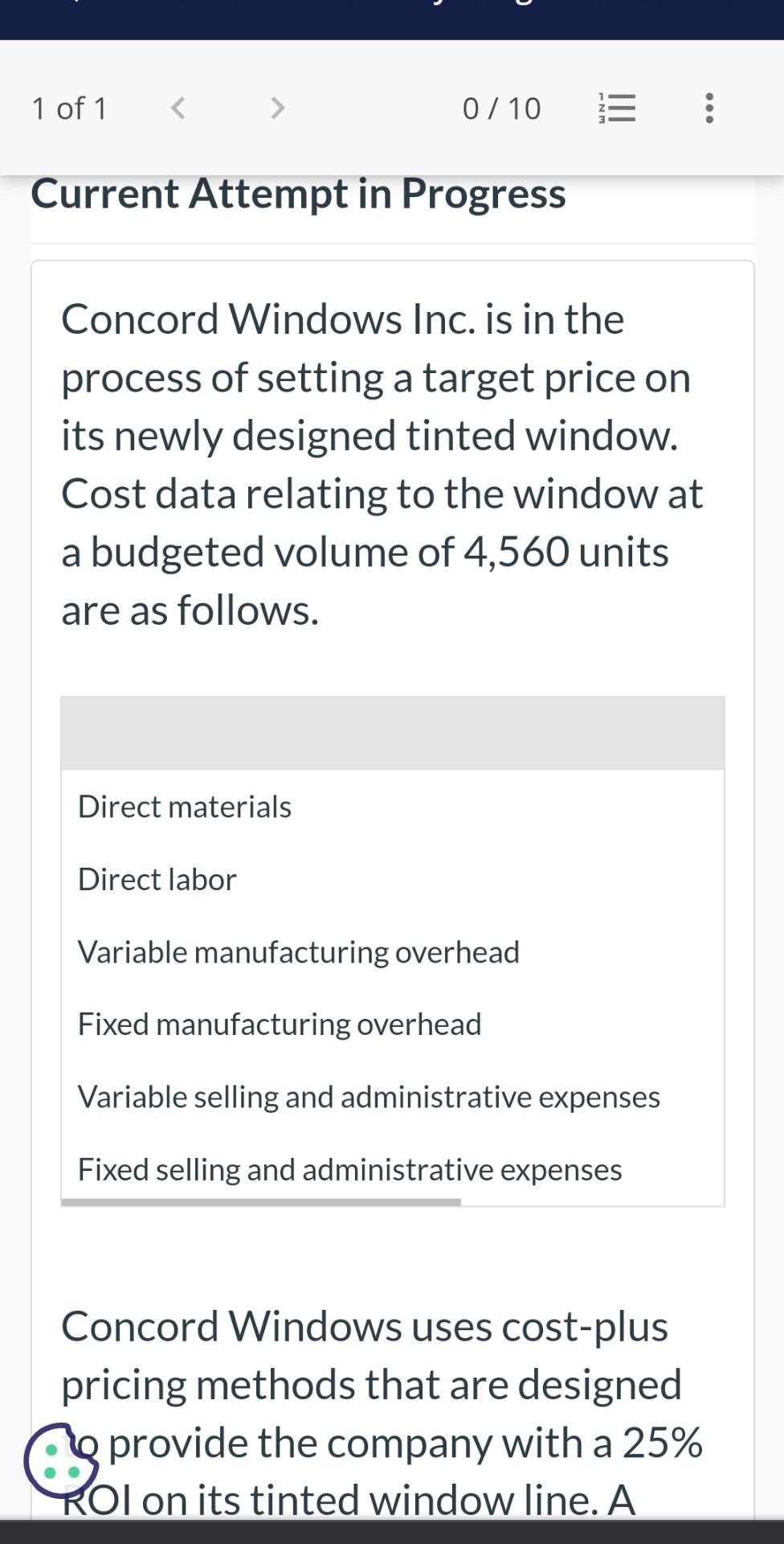 Concord Windows Inc. is in the process of setting a | Chegg.com