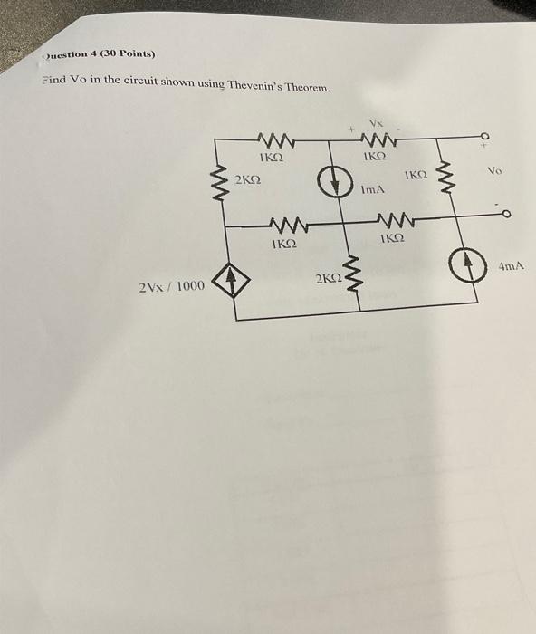 Solved Find Vo in the circuit shown using Thevenin's | Chegg.com