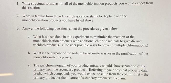 1. Write structural formulas for all of the | Chegg.com