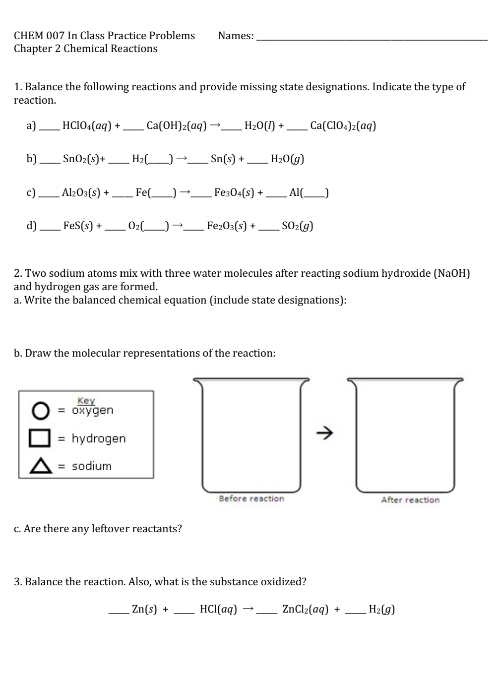 CHEM 007 ﻿In Class Practice ProblemsNames:Chapter 2 | Chegg.com