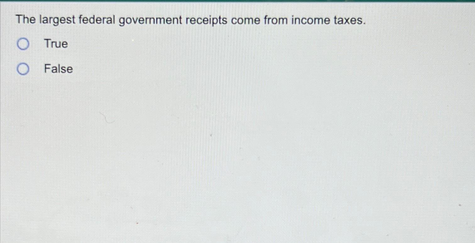 Solved The largest federal government receipts come from | Chegg.com