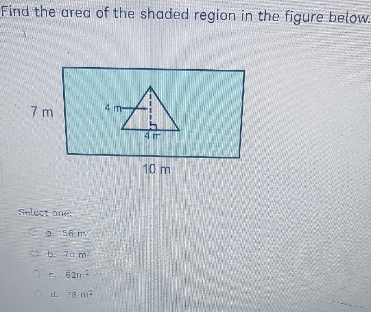 Solved Find the area of the shaded region in the figure | Chegg.com