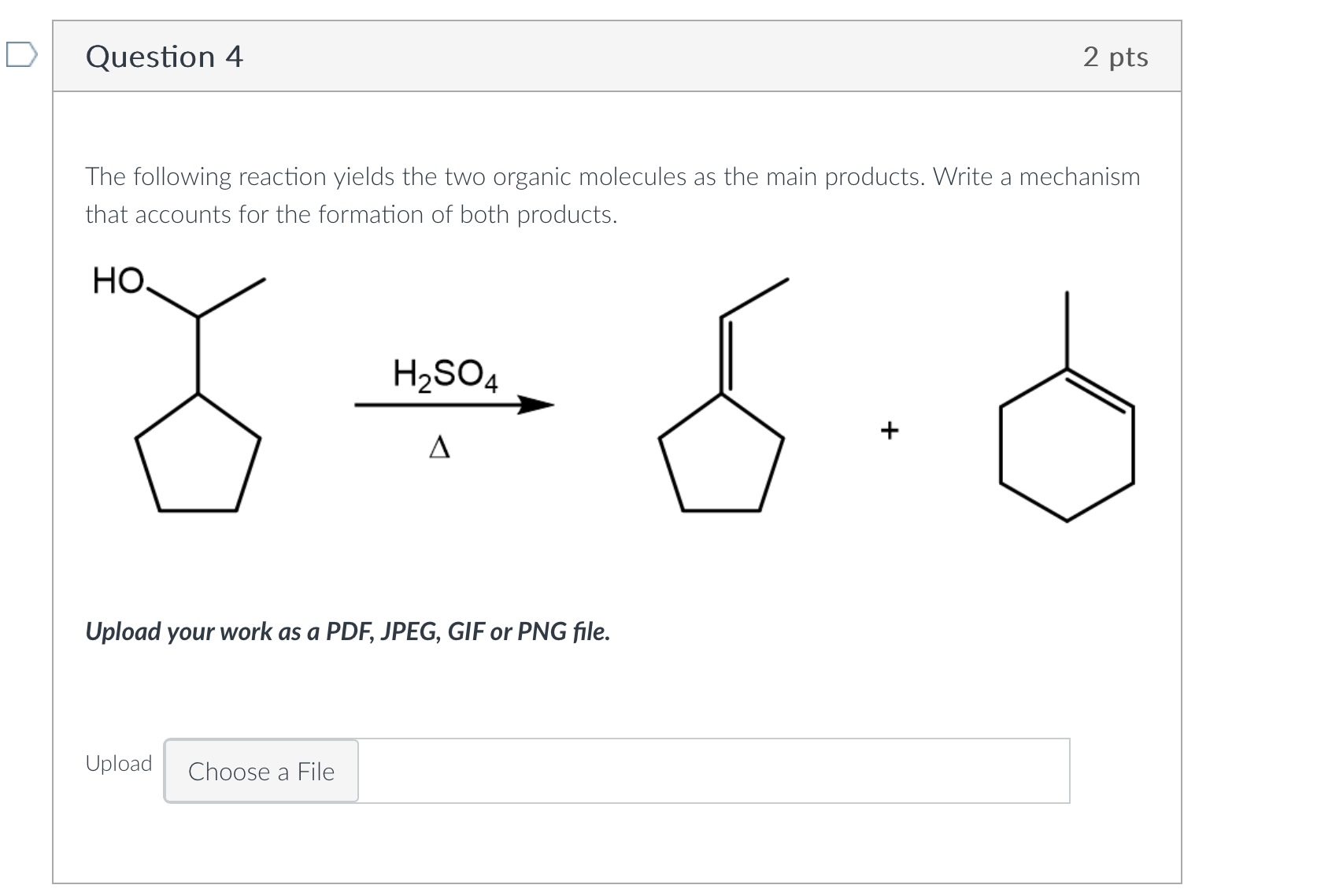 Solved Question 42 ﻿ptsThe following reaction yields the two | Chegg.com
