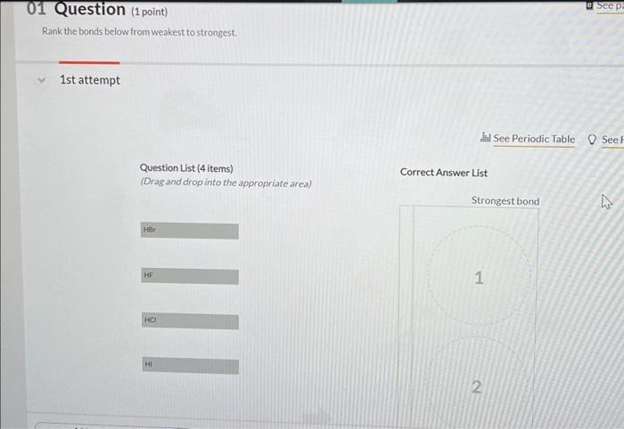 Solved Rank the bonds below from weakest to strongest. 1st | Chegg.com