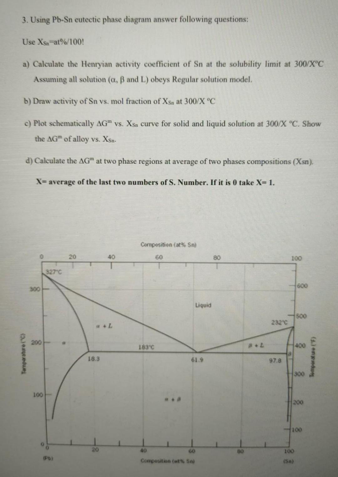 3. Using Pb-Sn eutectic phase diagram answer | Chegg.com