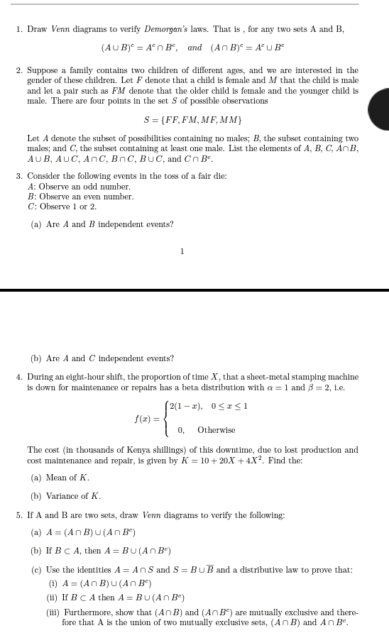 Draw Venn diagrams to verify Demorgan's laws. That | Chegg.com