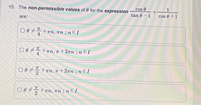 Solved 15. The non-permissible values of θ for the | Chegg.com