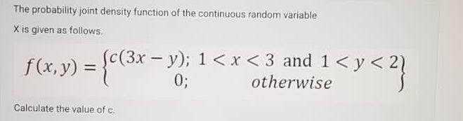 Solved The probability joint density function of the | Chegg.com
