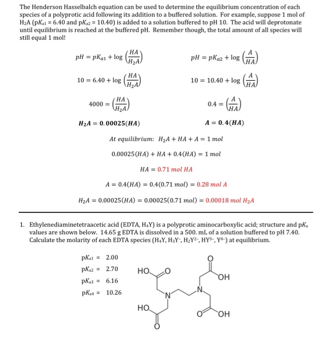 Solved The Henderson Hasselbalch equation can be used to | Chegg.com