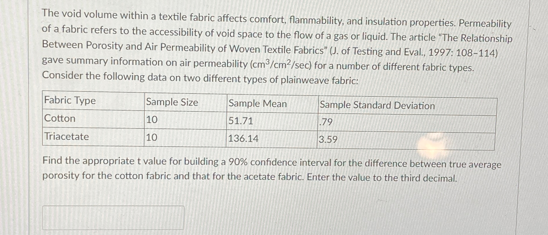 Solved The void volume within a textile fabric affects | Chegg.com