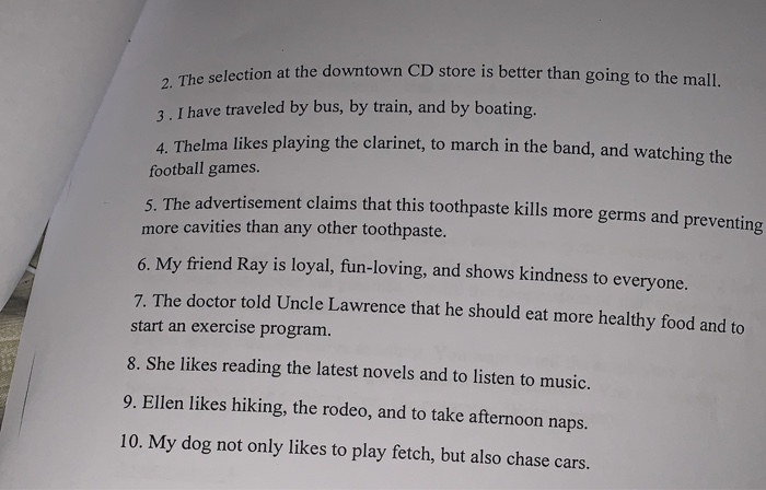 Solved II. Correct the following sentences with parallelism | Chegg.com