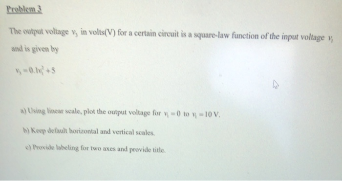 Solved Problem The output voltage v; in volts(V) for a | Chegg.com