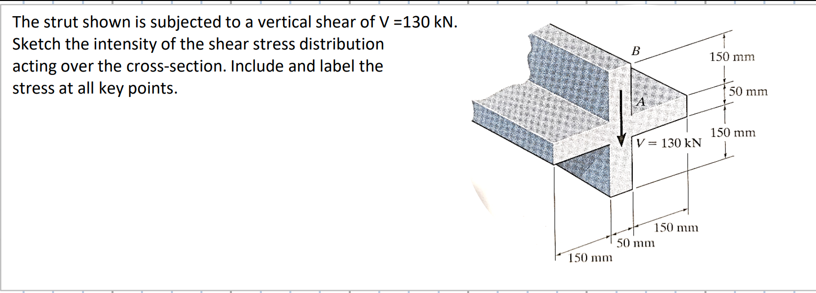 Solved The strut shown is subjected to a vertical shear of | Chegg.com