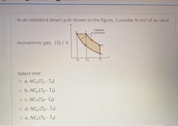 Solved In air-standard diesel cycle shown in the figure, | Chegg.com