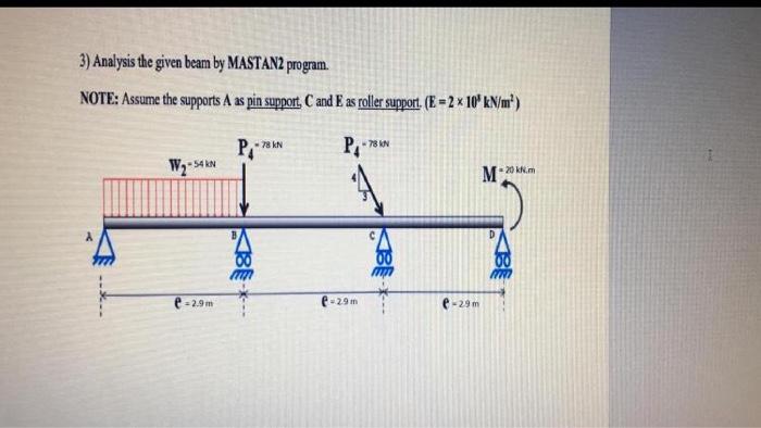 Solved 2)Analysis the given truss by MASTAN2 program NOTE: | Chegg.com