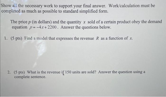 Solved completed as much as possible to standard simplified | Chegg.com