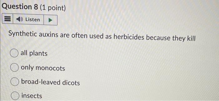 Solved Synthetic auxins are often used as herbicides because | Chegg.com