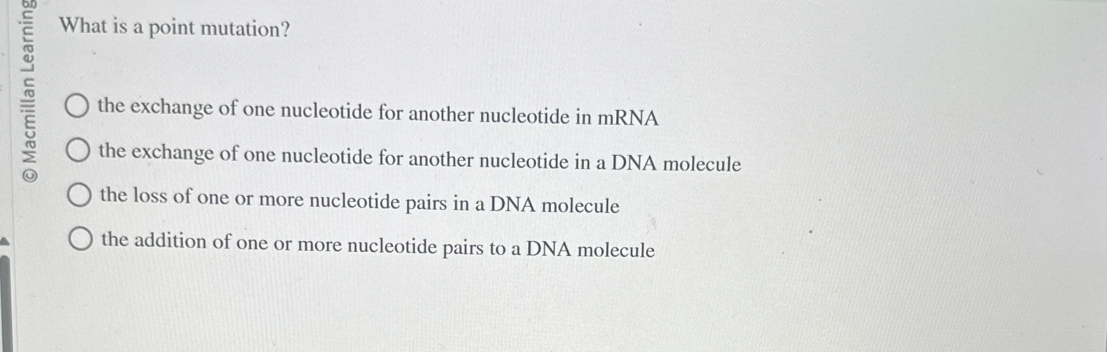 Solved What is a point mutation?the exchange of one | Chegg.com