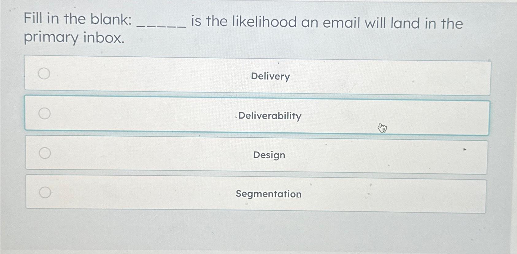 Solved Fill in the blank: is the likelihood an email will | Chegg.com
