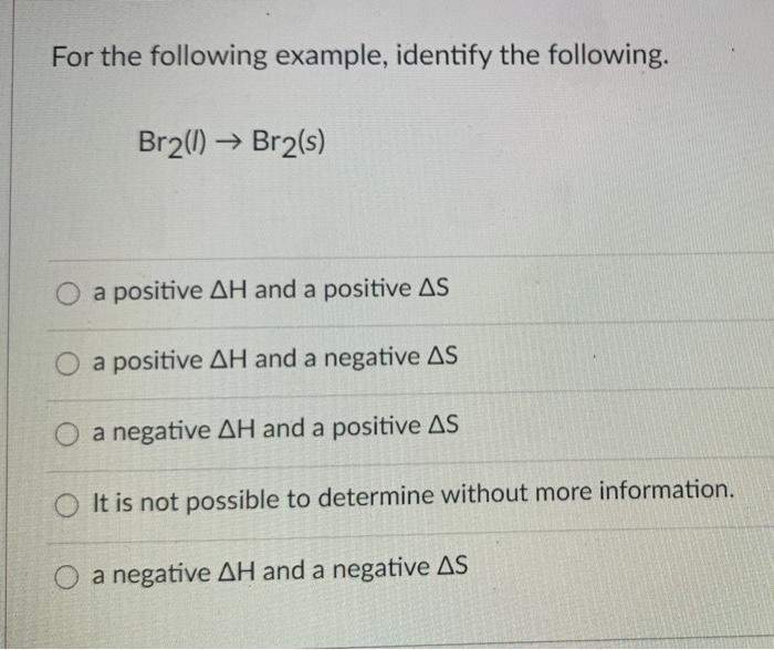 Solved For the following example, identify the following. | Chegg.com