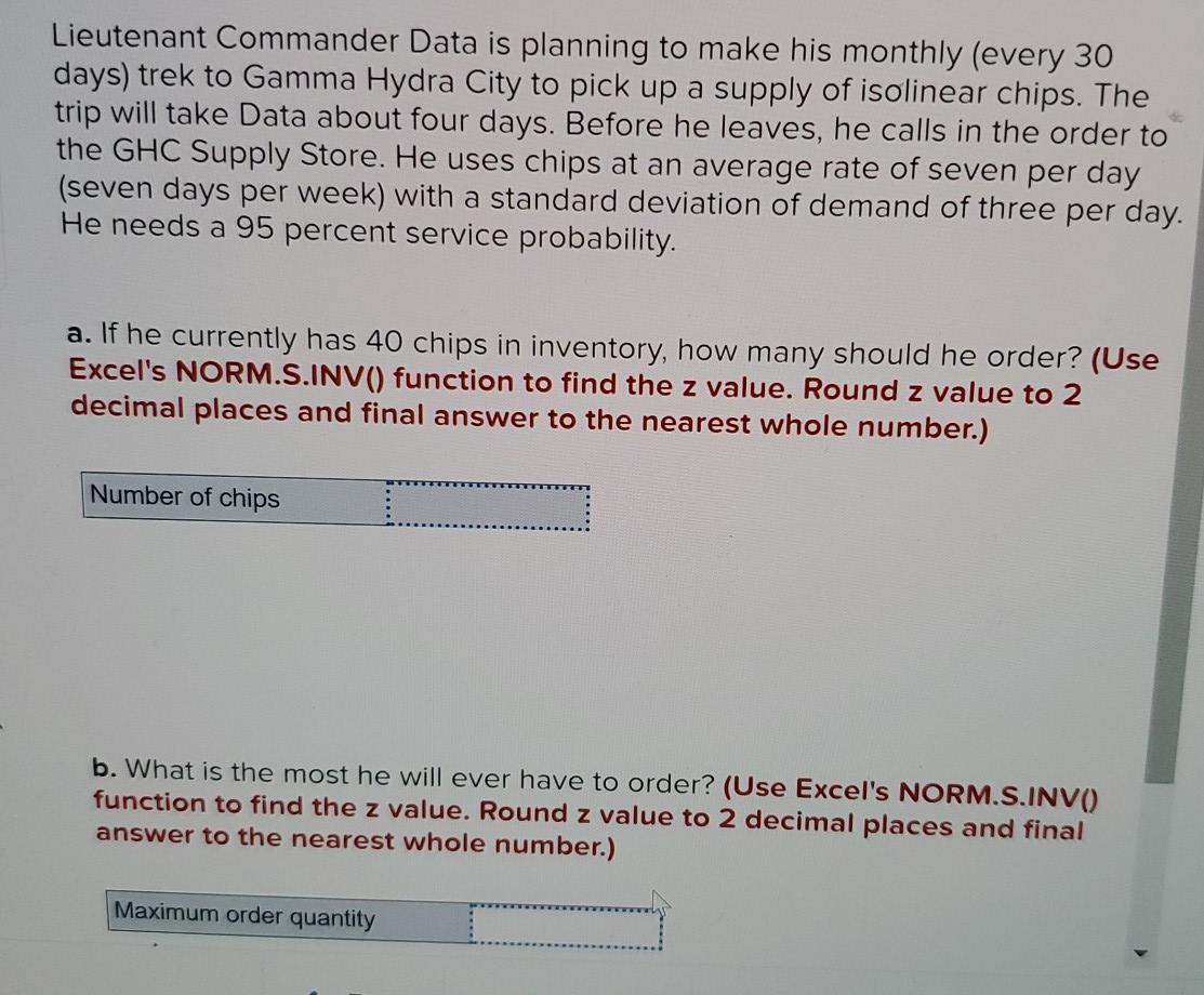 Solved Lieutenant Commander Data is planning to make his | Chegg.com
