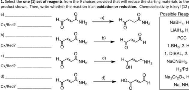 Solved NH2 1. Select the one (1) set of reagents from the 9 | Chegg.com