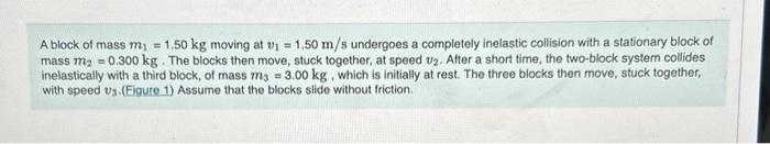 Solved A block of mass m1=1.50 kg moving at v1=1.50 m/s | Chegg.com