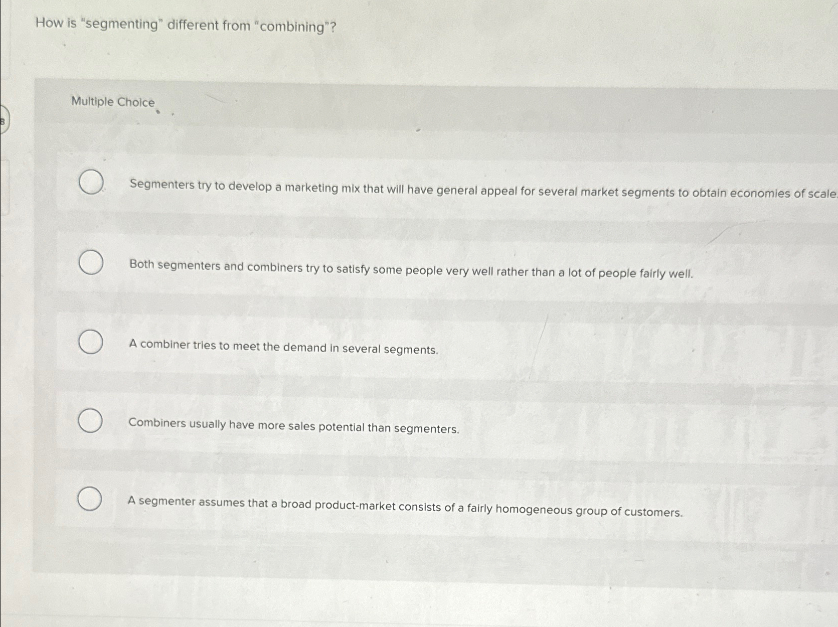 How is "segmenting" different from | Chegg.com