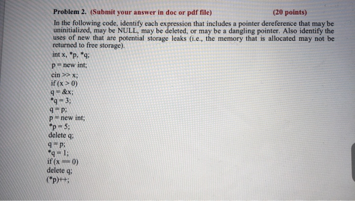 Solved Problem 2. (Submit your answer in doc or pdf file) | Chegg.com