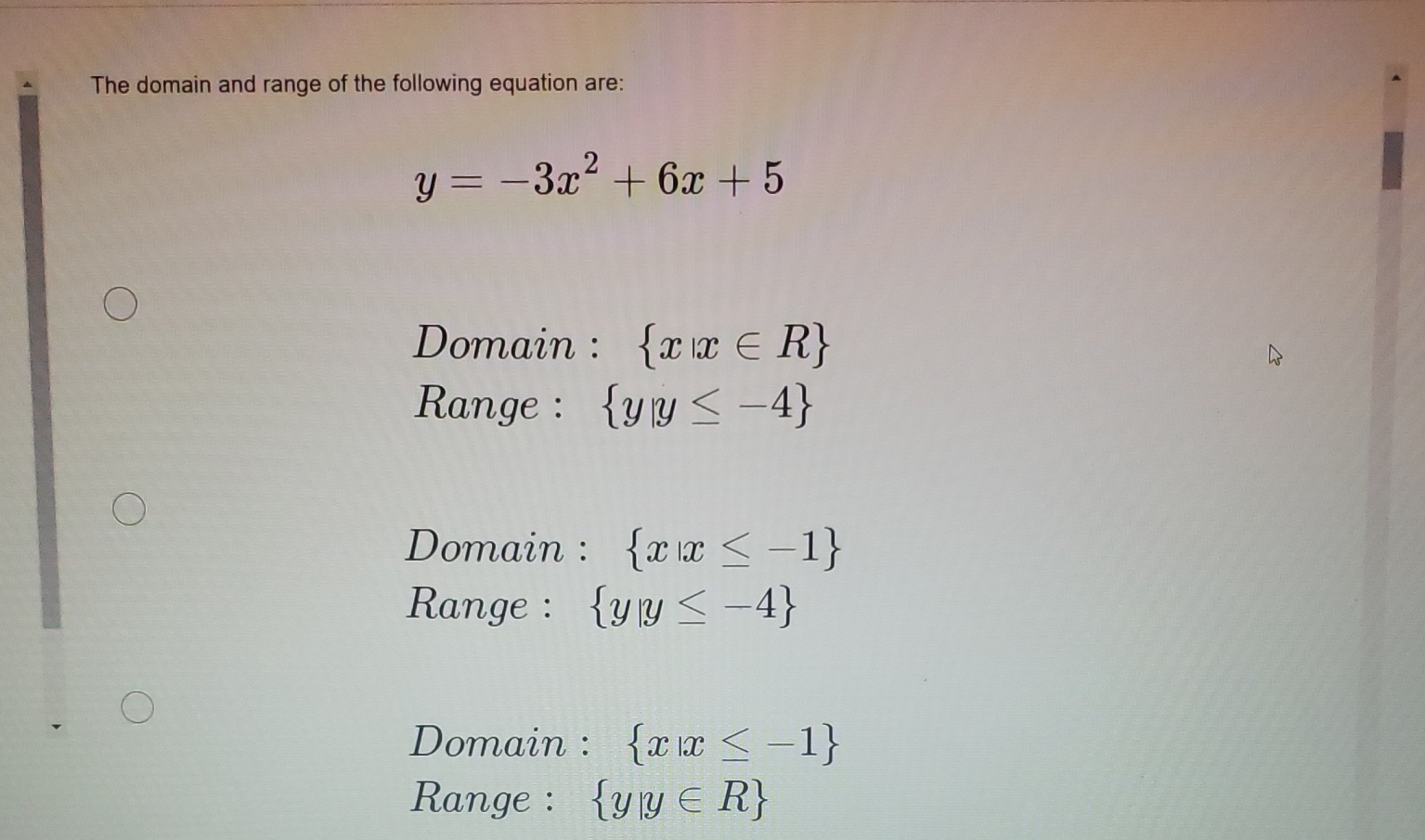 Solved The domain and range of the following equation | Chegg.com