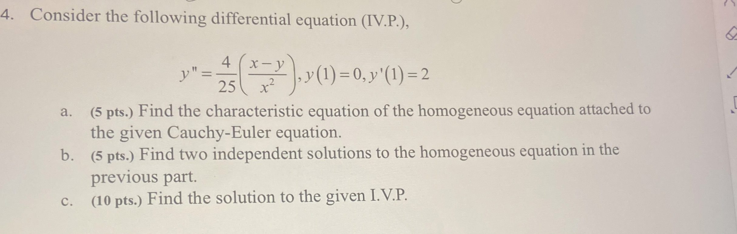 Solved Consider the following differential equation | Chegg.com